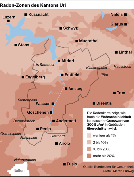 Das radioaktive Gas lauert im Keller - auch im Kanton Uri