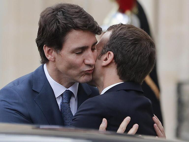 Macron und Trudeau inszenieren Freundschaft