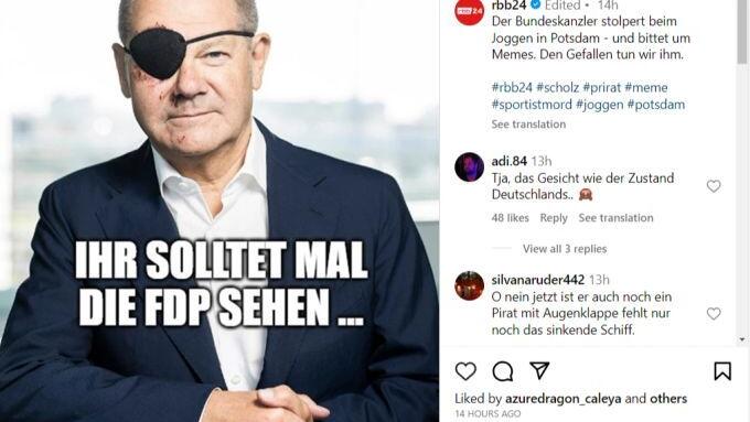 Olaf Scholz wünschte sich Memes über seine Augenklappe. Das Internet ...